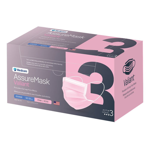 Pink Medicom AssureMask Valiant™ ASTM Level 3 Face Masks